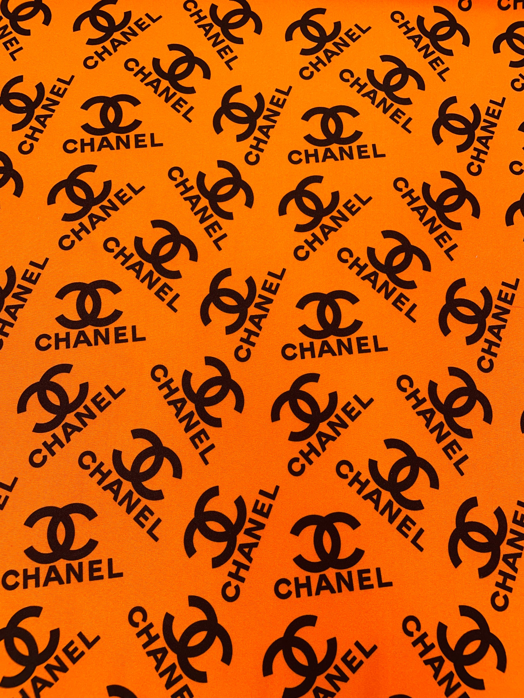 Chanel Design Logo Print on Solid Color Spandex – designerfabricscenter
