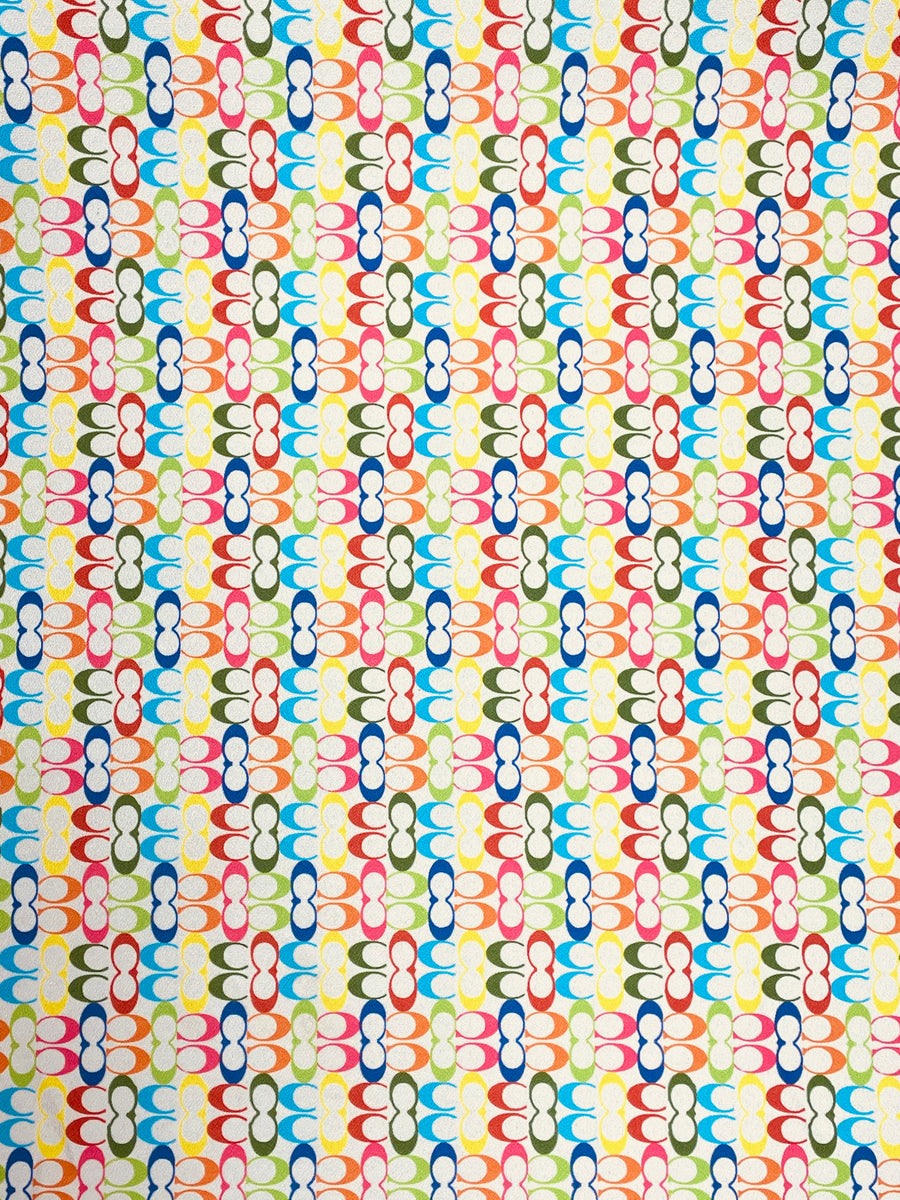 Coach Canvas White with Colorful Logos – designerfabricscenter