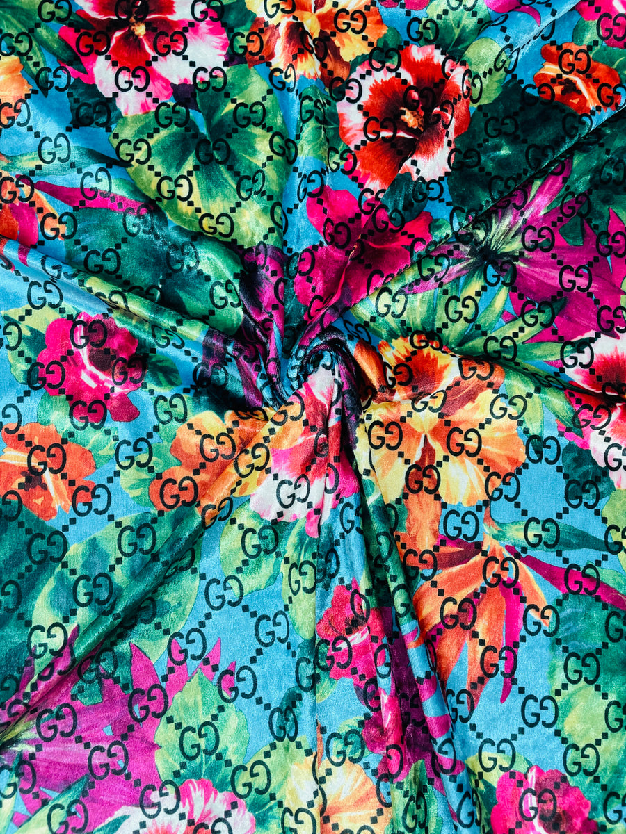Gucci Floral Print Velour – designerfabricscenter