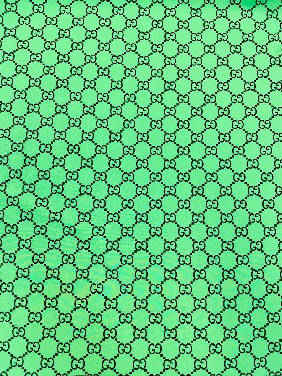 Gucci Logo Design On Solid Color Spandex – designerfabricscenter