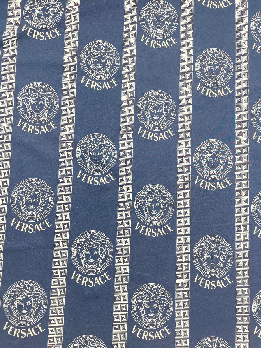 Versace Logo Stripe Design – designerfabricscenter